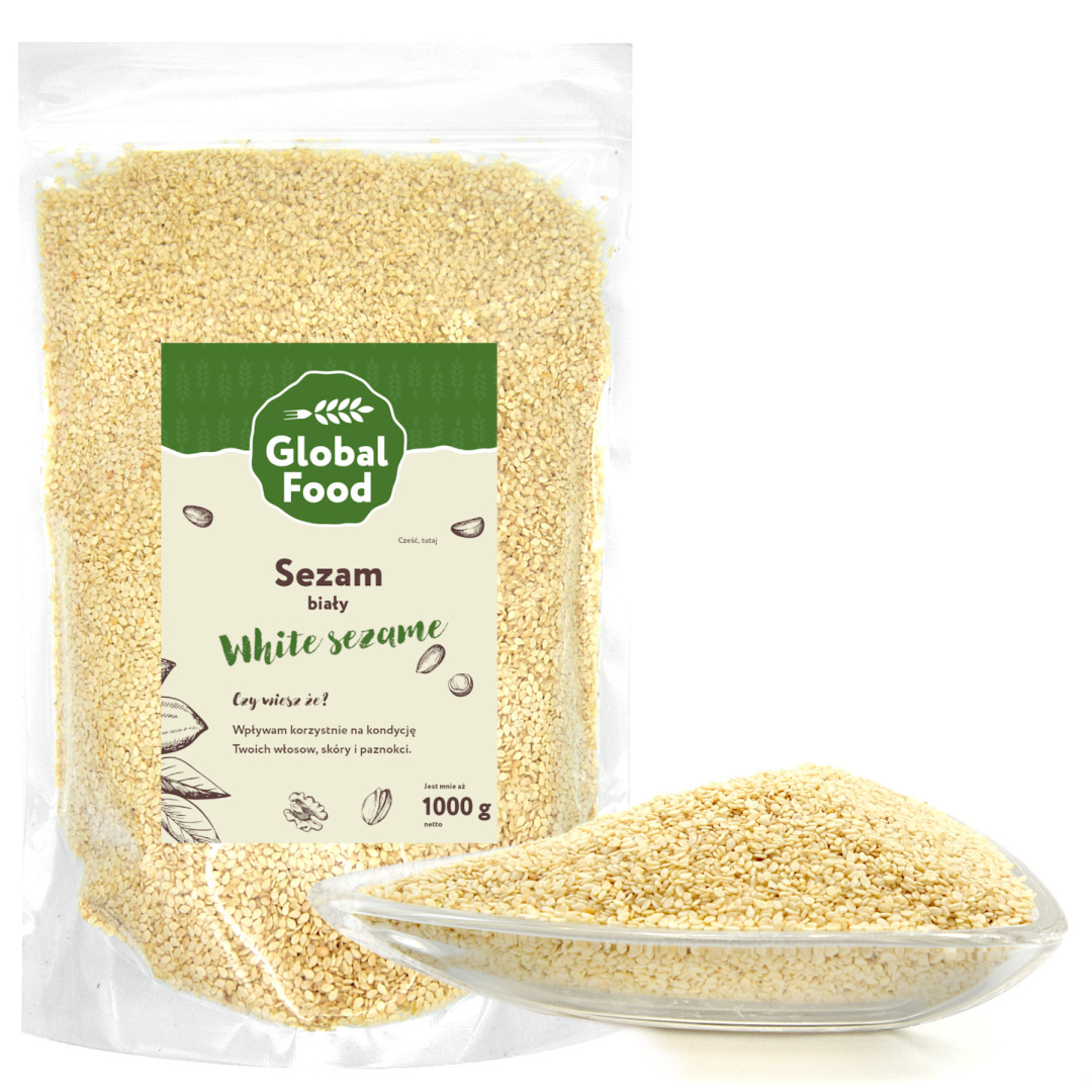 SEZAM BIAŁY ŁUSKANE ZIARNO 1KG - Global Food